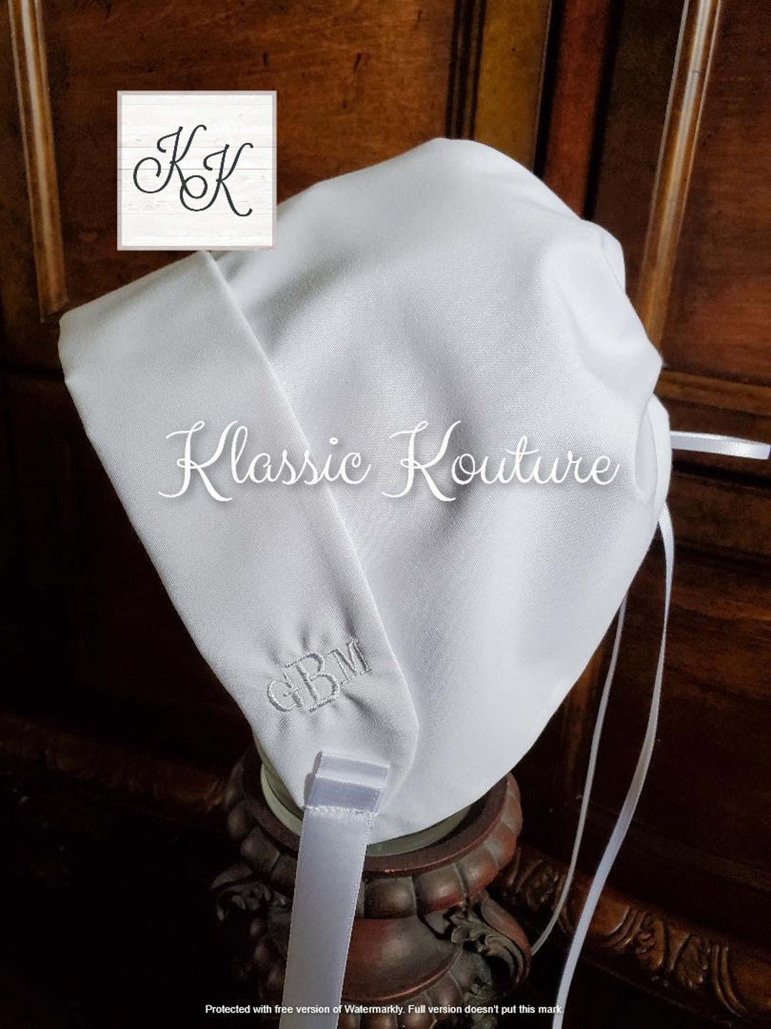 Christening Bonnet Baby Baptism Bonnet Gender Neutral Baby Bonnet ...