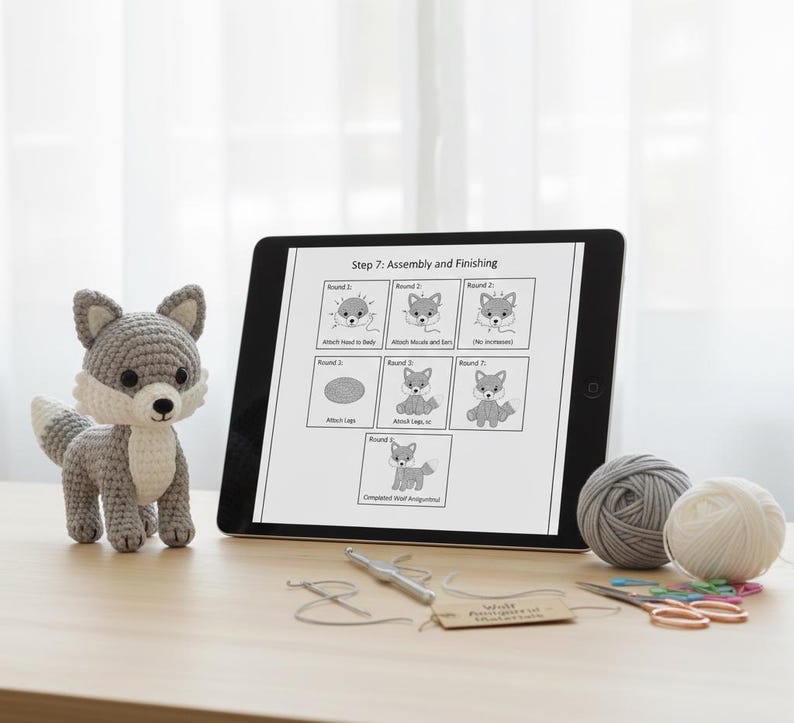 Wolf Crochet Pattern PDF | Realistic Amigurumi Wolf Tutorial | Standing ...