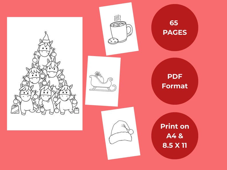65 Christmas Coloring Pages for Kids, Christmas Coloring Book for Kids ...