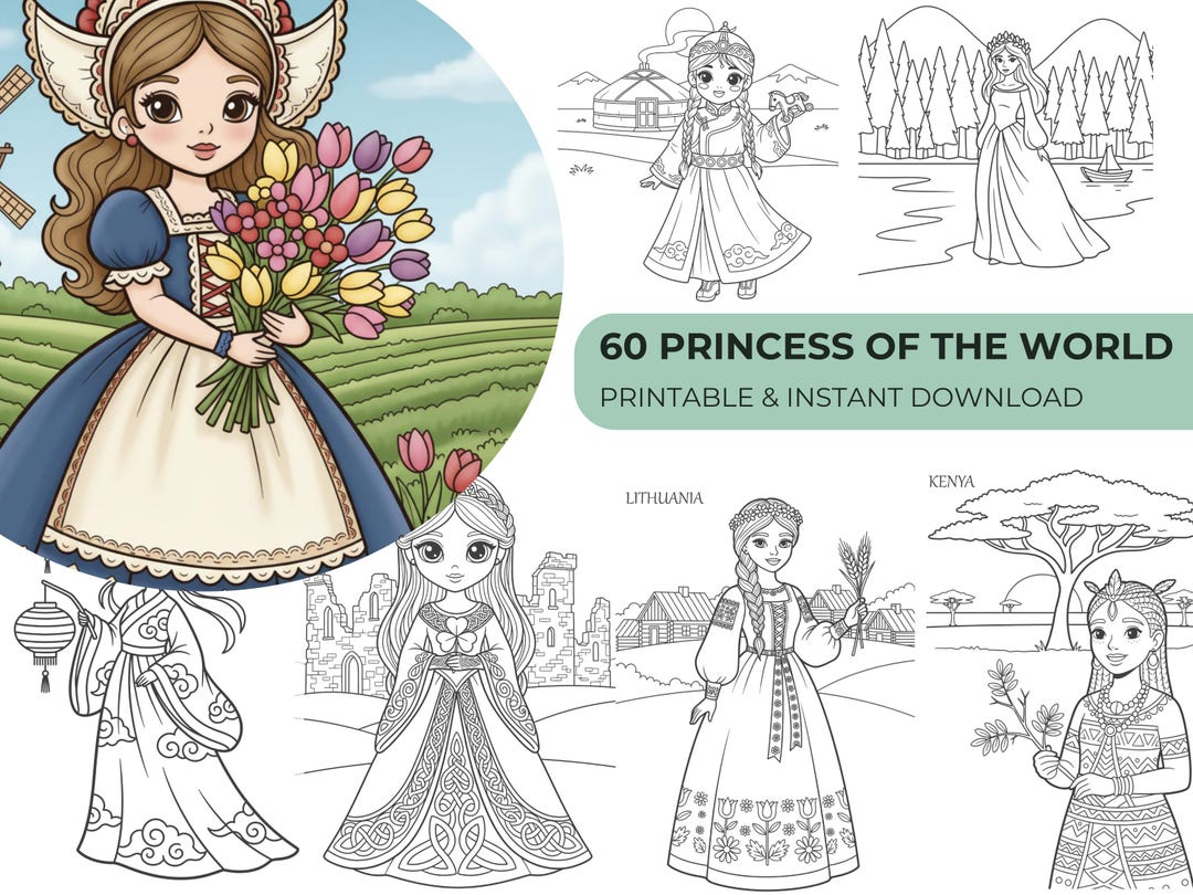60 Princess Coloring Pages for Kids, Princesses Around the World ...