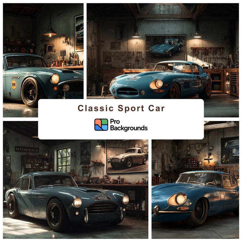 Classic Car Garage Virtual Background | Realistic Vintage Auto Workshop ...