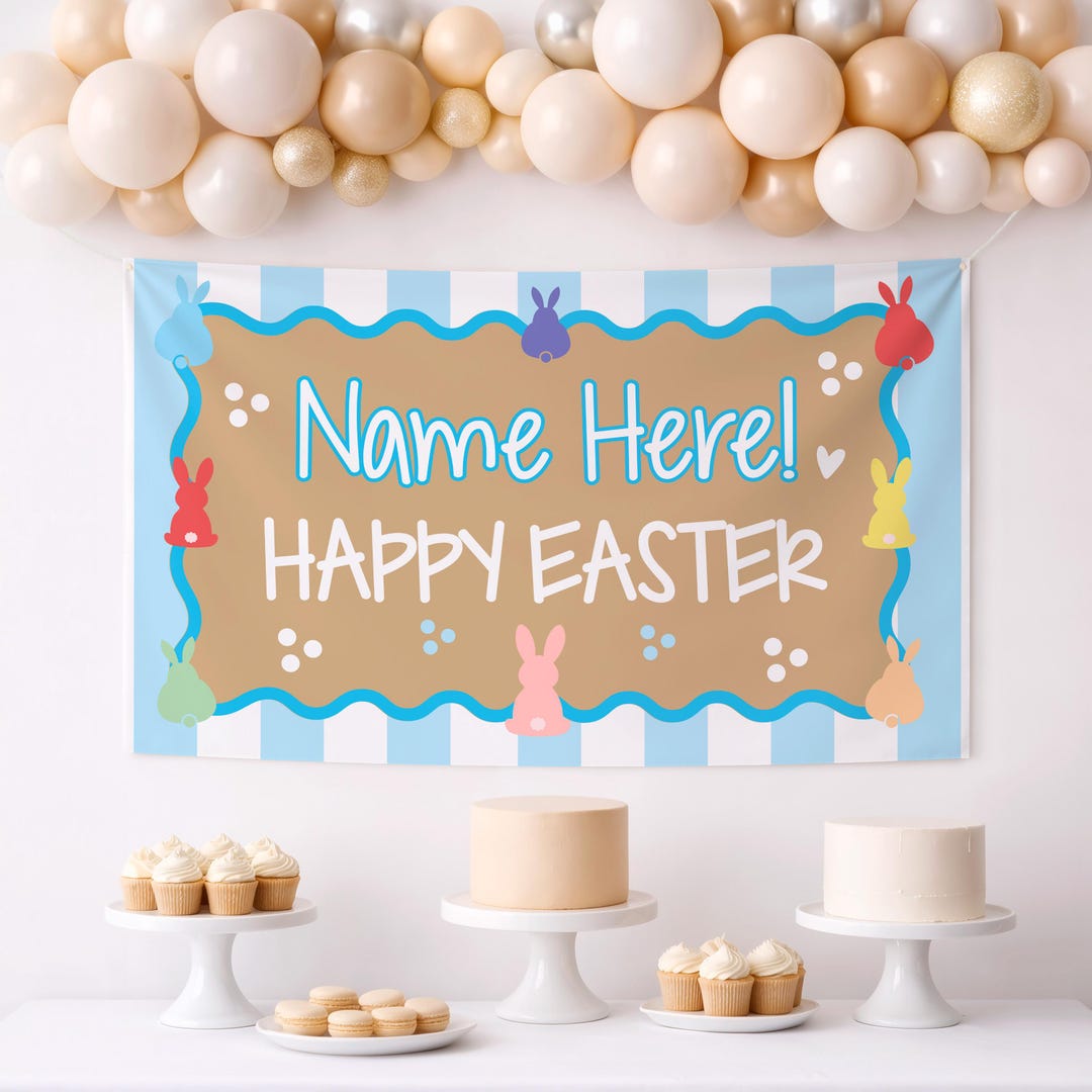 Editable Easter Banner Templates – Pastel Bunny Spring Party ...