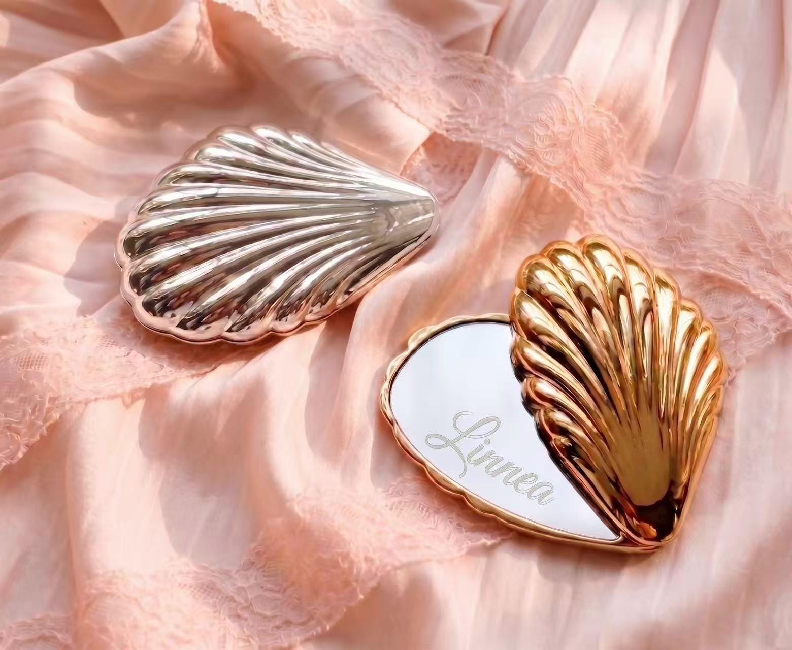 Personalized Shell Compact Mirror,bridesmaid Proposal Gift,custom Name ...