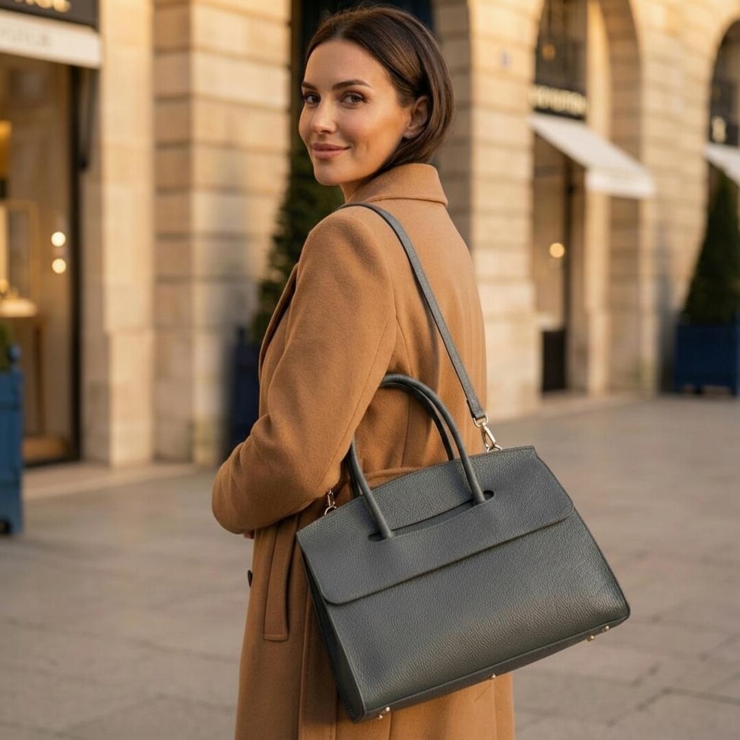 Handmade Leather Work Tote for Women, Large Laptop Shoulder Bag ...