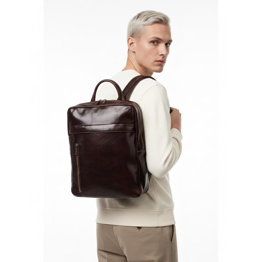 Handmade Men’s Leather Backpack, Work Backpack for Men, Minimalist ...
