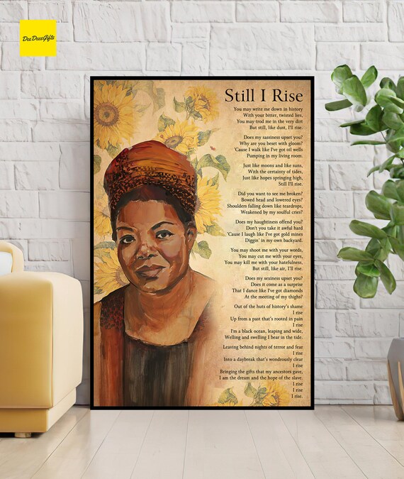 Feminism Still Like Air I'll Rise Poster Wall Art YDAP77 Maya Angelou ...