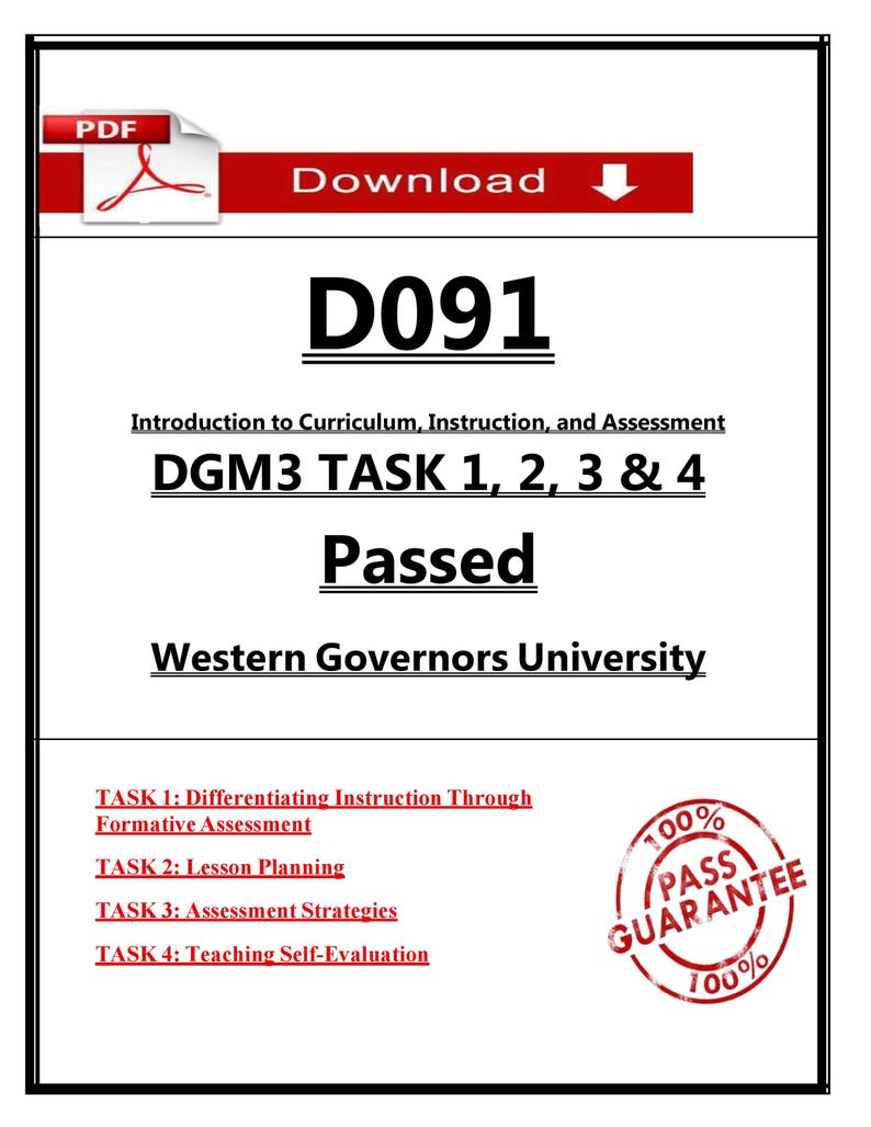 WGU D091 DGM3 Tasks 1, 2, 3 & 4 Passed Guide (2026) – Curriculum ...