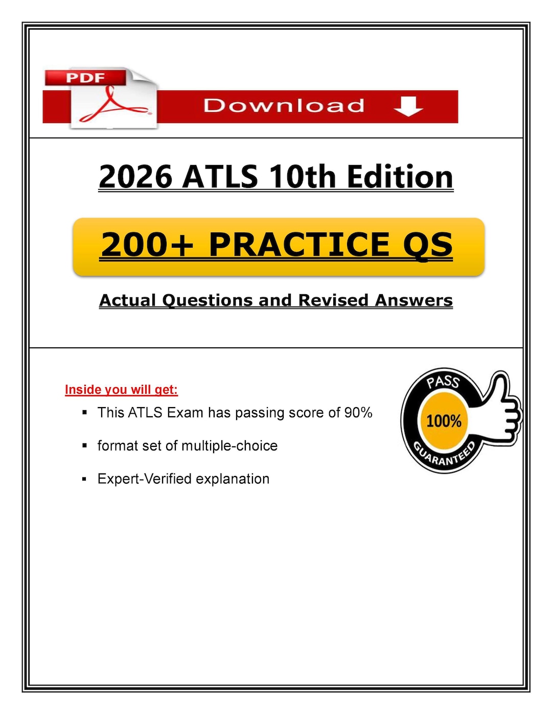 2026 ATLS 10th Edition Practice Questions (200+ Qs) – Answers ...