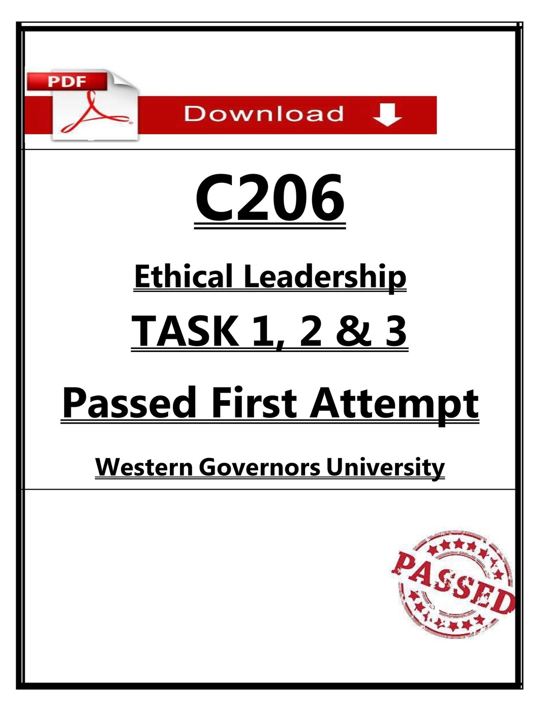 C206 WGU Tasks 1–3 | Ethical Leadership | 2026 Passed First Attempt ...