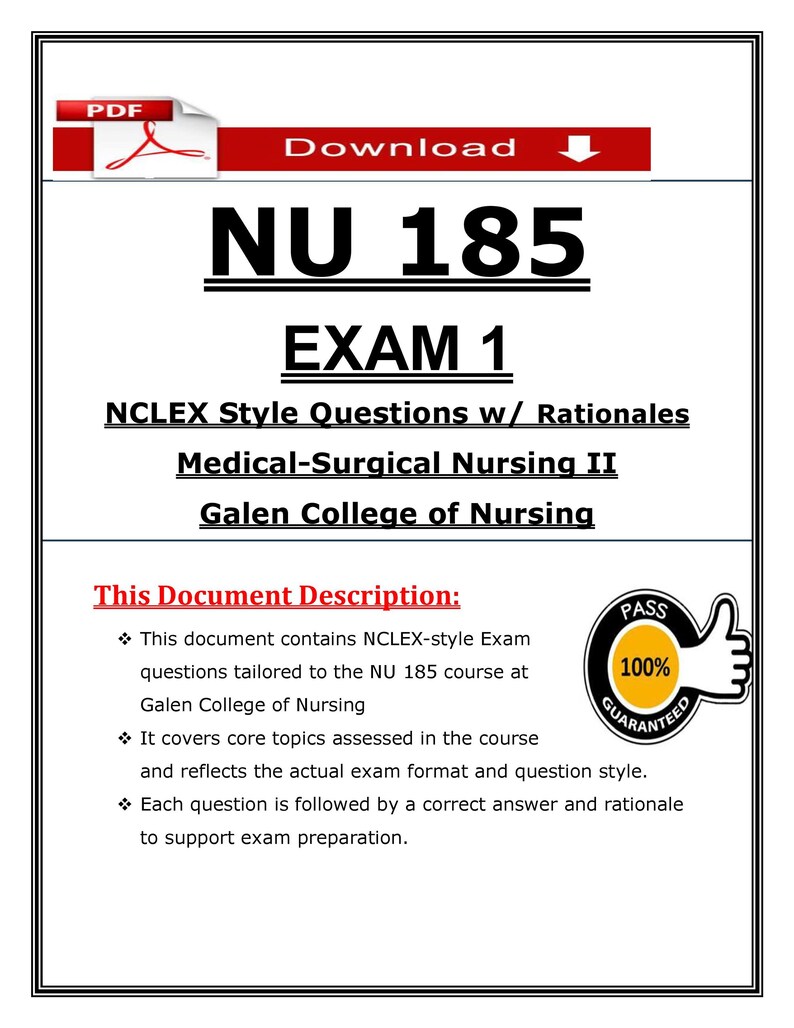 Examen NU 185 1 (2026) - Soins infirmiers médico-chirurgicaux II ...