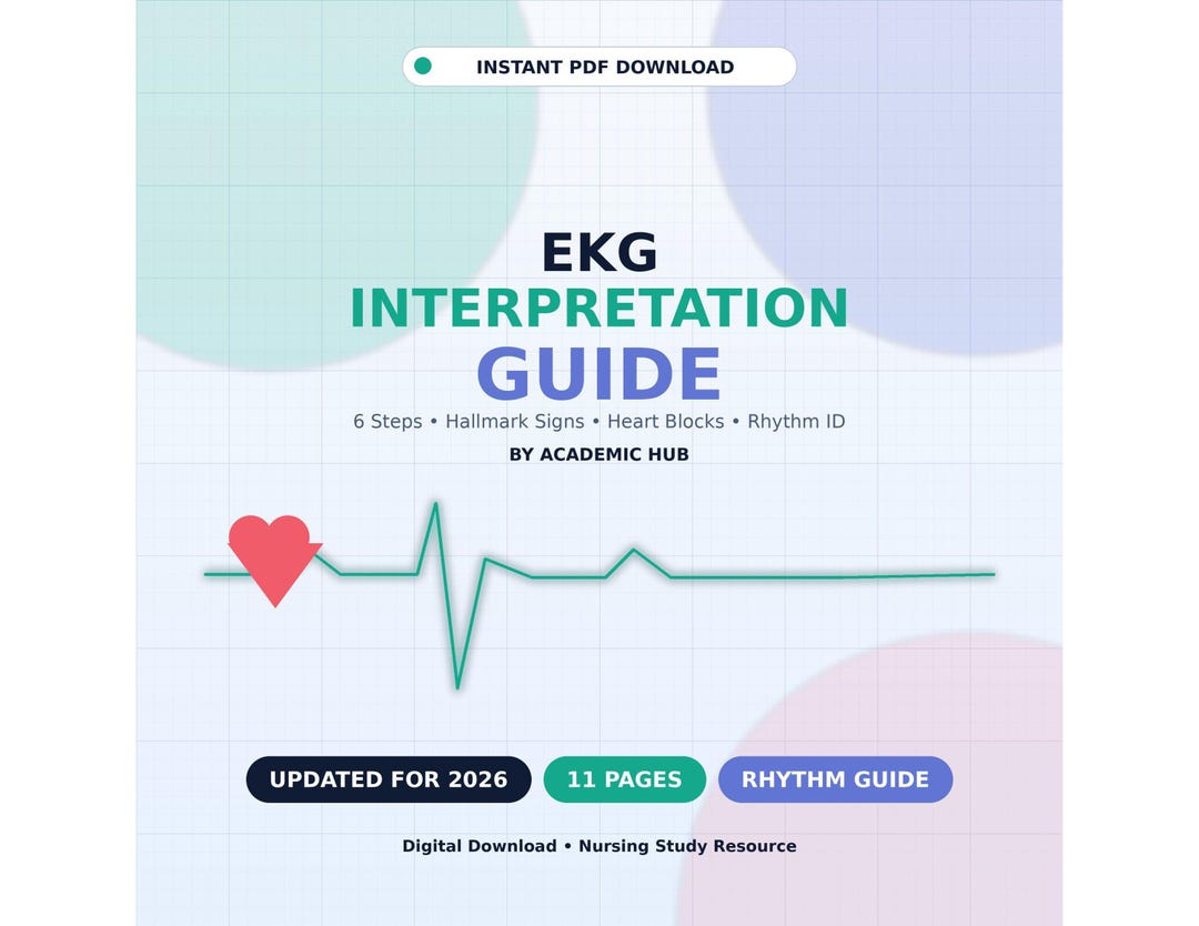 EKG Interpretation Guide PDF 2026 | 6 Steps, Heart Blocks & Rhythm ...