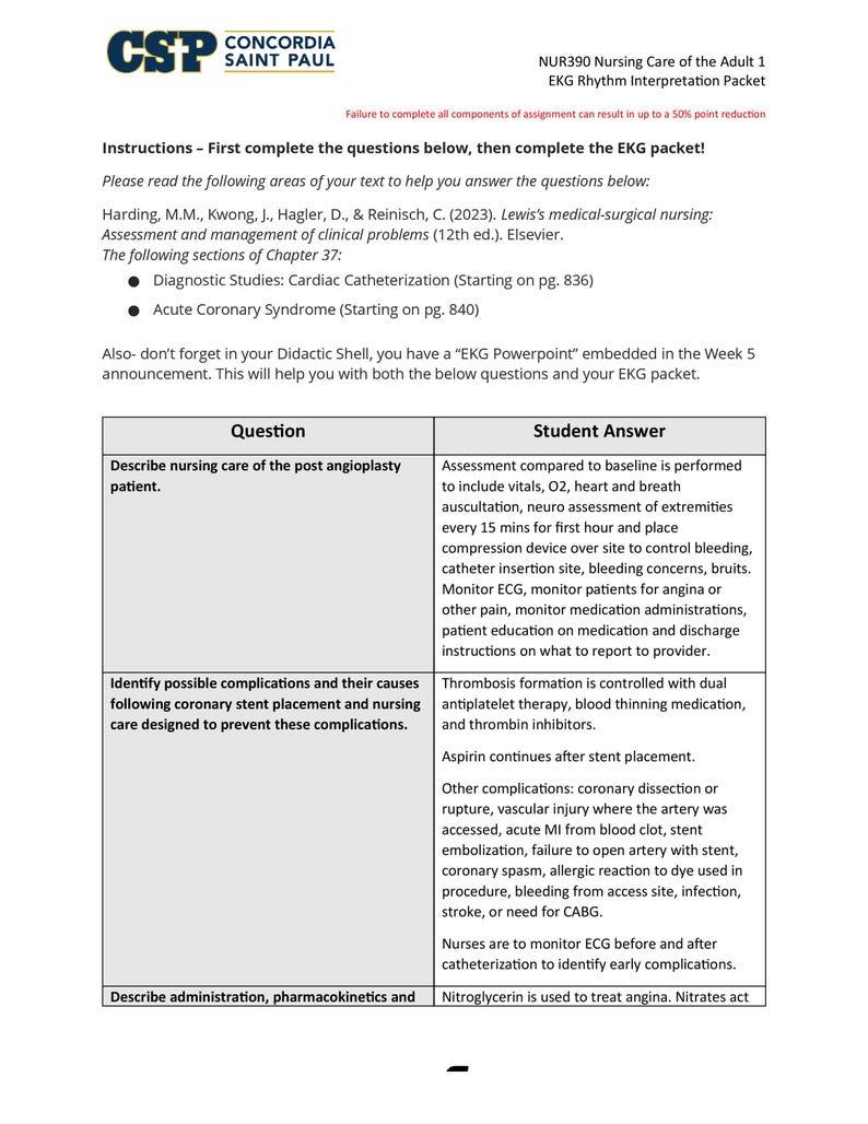 EKG Rhythm Interpretation Packet PDF 2026 | ECG Lead Placement ...