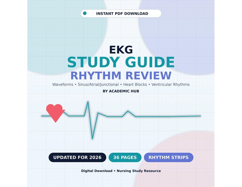 EKG Rhythm Study Guide PDF 2026 | ECG Arrhythmia Review & Rhythm Strips ...
