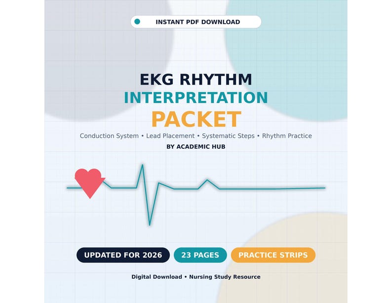 EKG Rhythm Interpretation Packet PDF 2026 | ECG Lead Placement ...