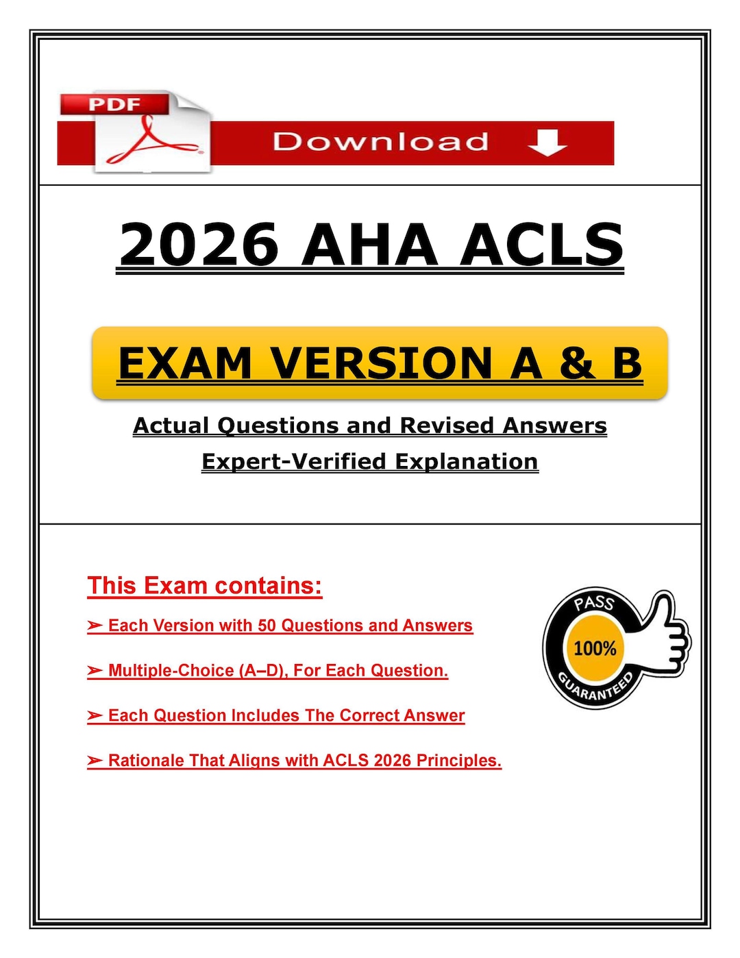 Examen ACLS 2026, versiones A y B: respuestas y fundamentos (PDF ...