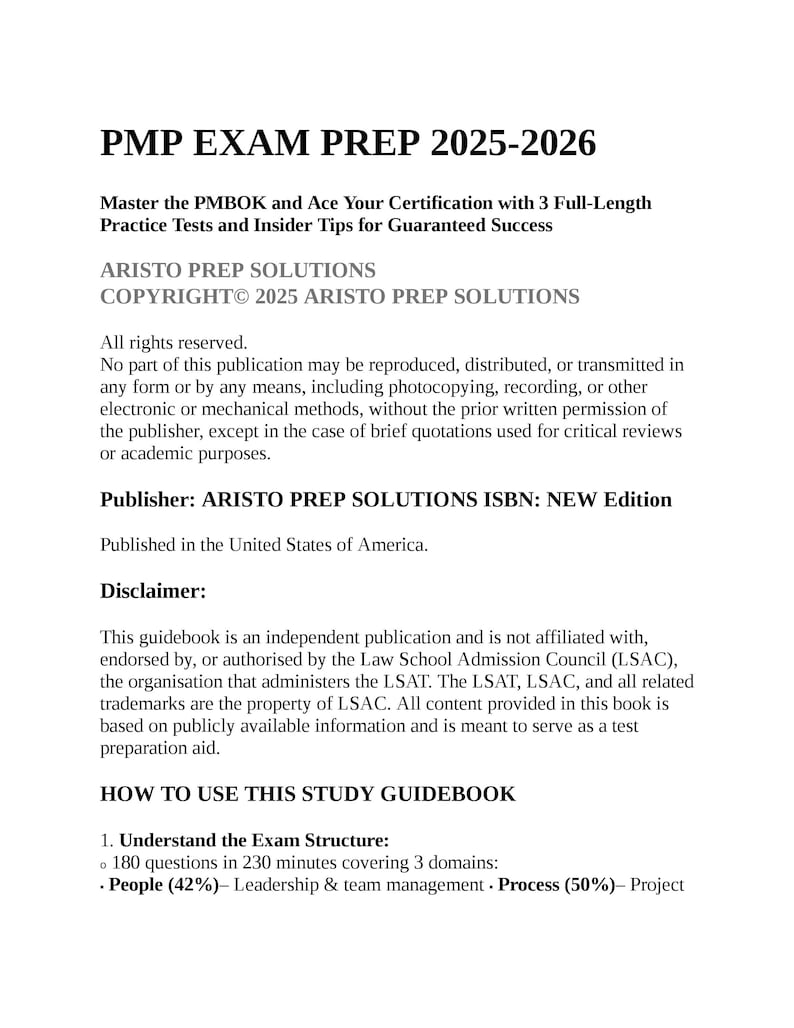 PMP Exam Prep 2025-2026 PDF | 800+ Mock Exam Questions + Answer ...
