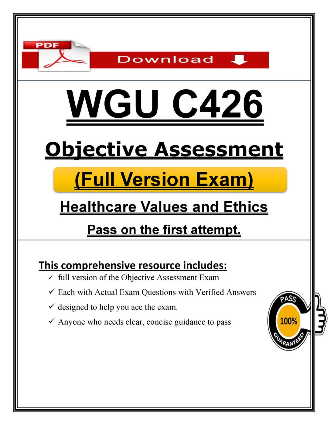 WGU C426 Objective Assessment (2026) Practice Exam PDF | Healthcare ...