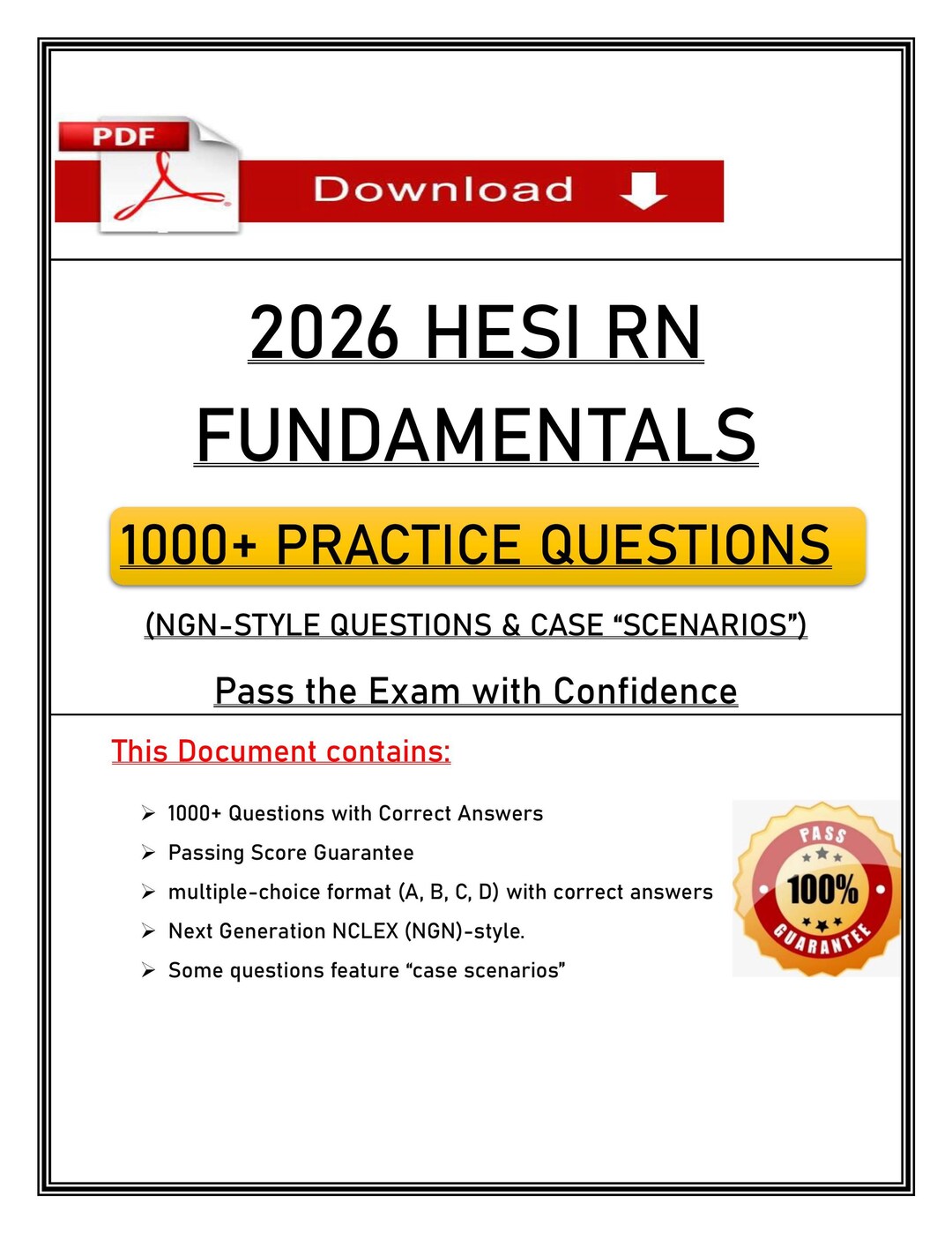 2026 HESI RN Fundamentals Study Practice Questions | Nclex | Nursing ...