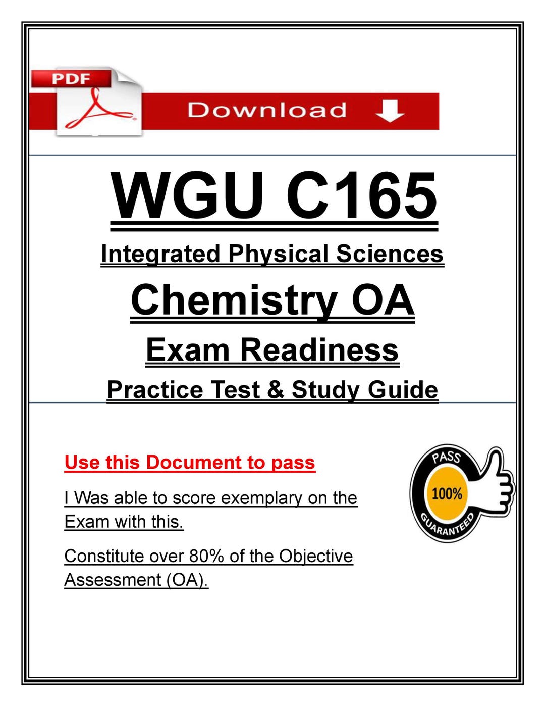 WGU C165 Integrated Physical Sciences (2026) – Chemistry OA Prep Pack ...