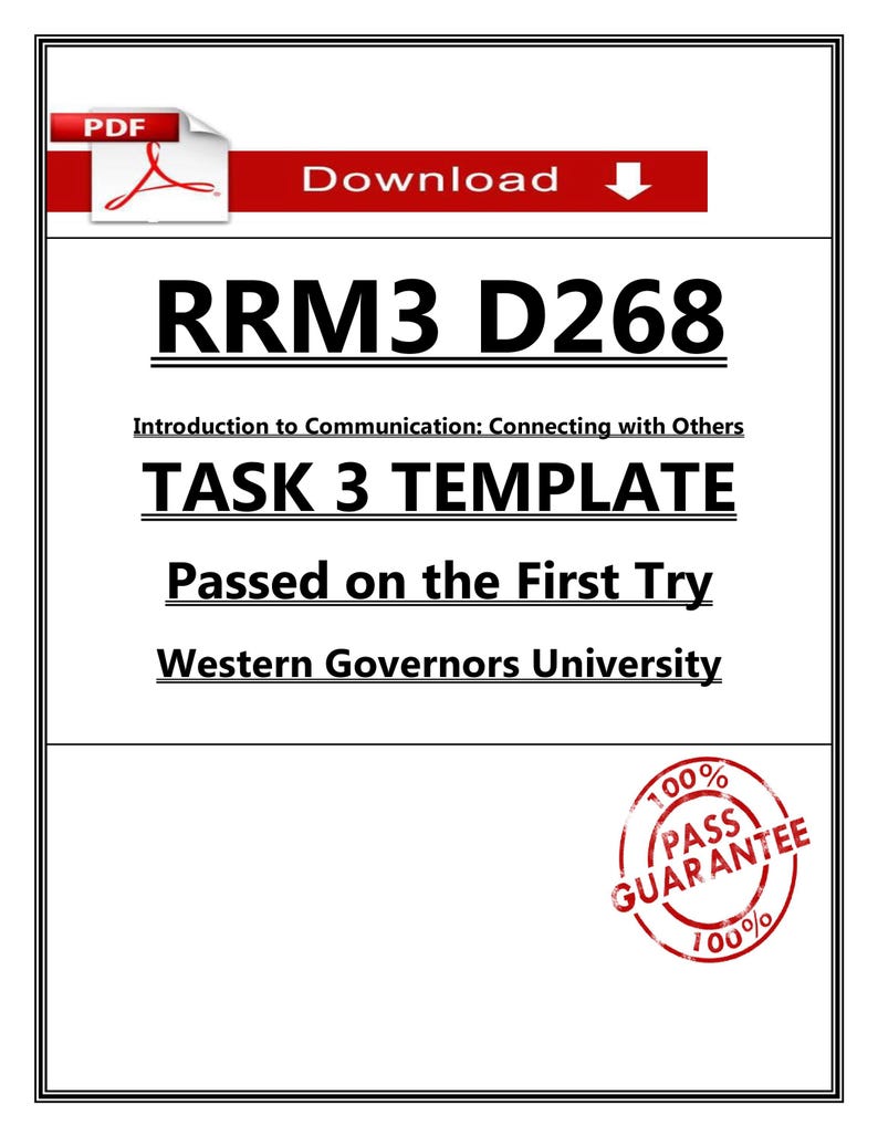 WGU RRM3/D268 Tasks 1-3 Template (2026) – Intro to Communication ...