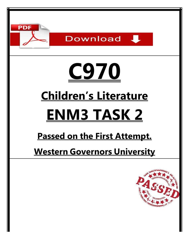 WGU C970 Tasks 1 & 2 Passed Guide (2026) – Children’s Literature – PDF ...