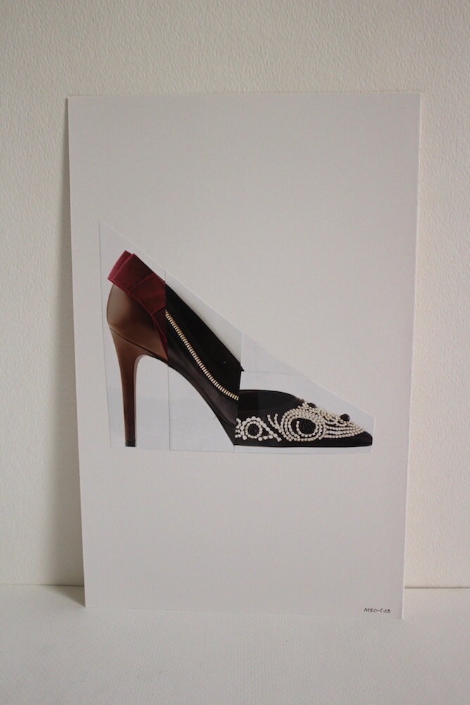 Original Magazine Collage Fashion Shoe Illustration // Fashion | Etsy