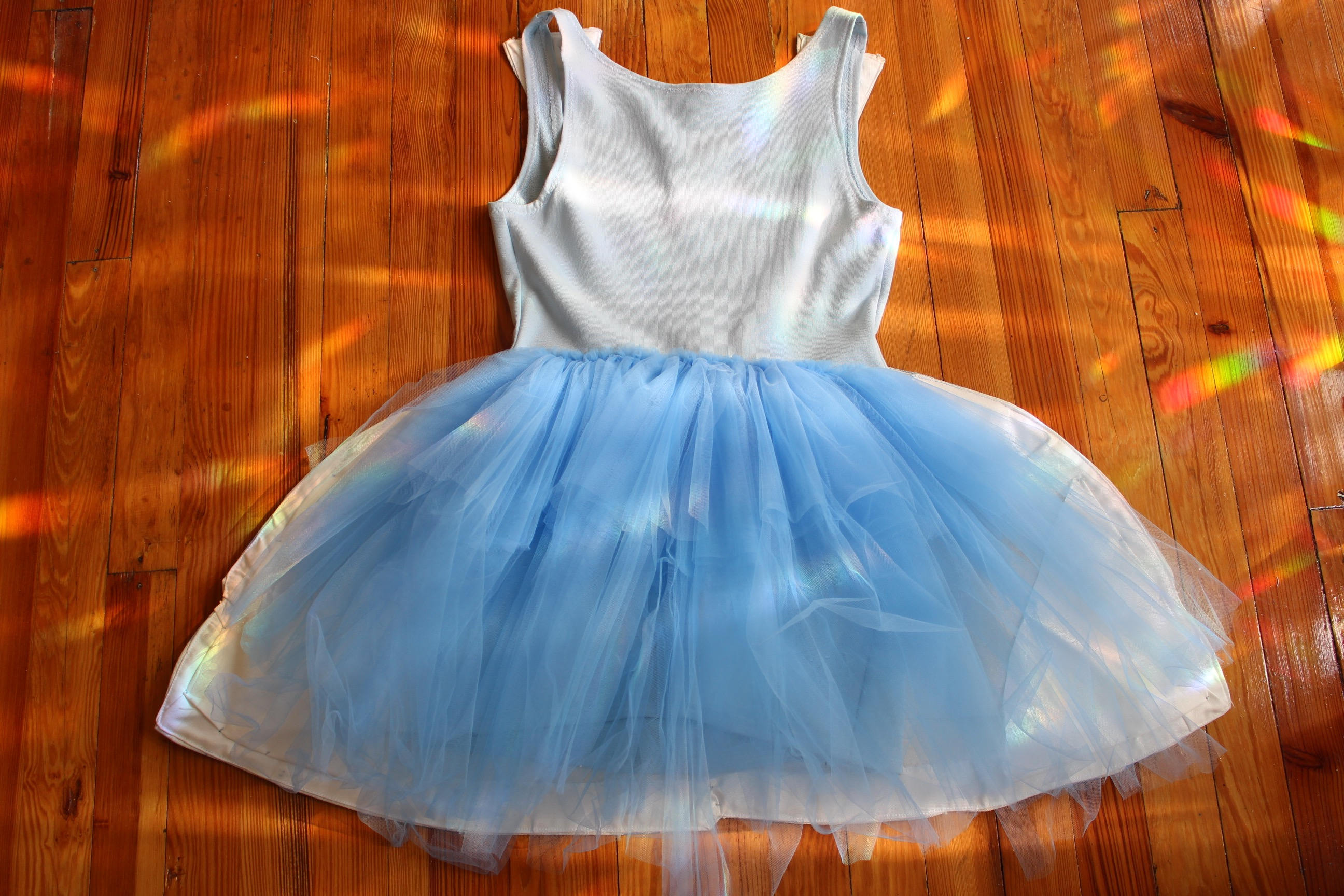 Blue Hand Painted Paper Doll Tutu Dress//knit Mini Dress Faux Denim ...