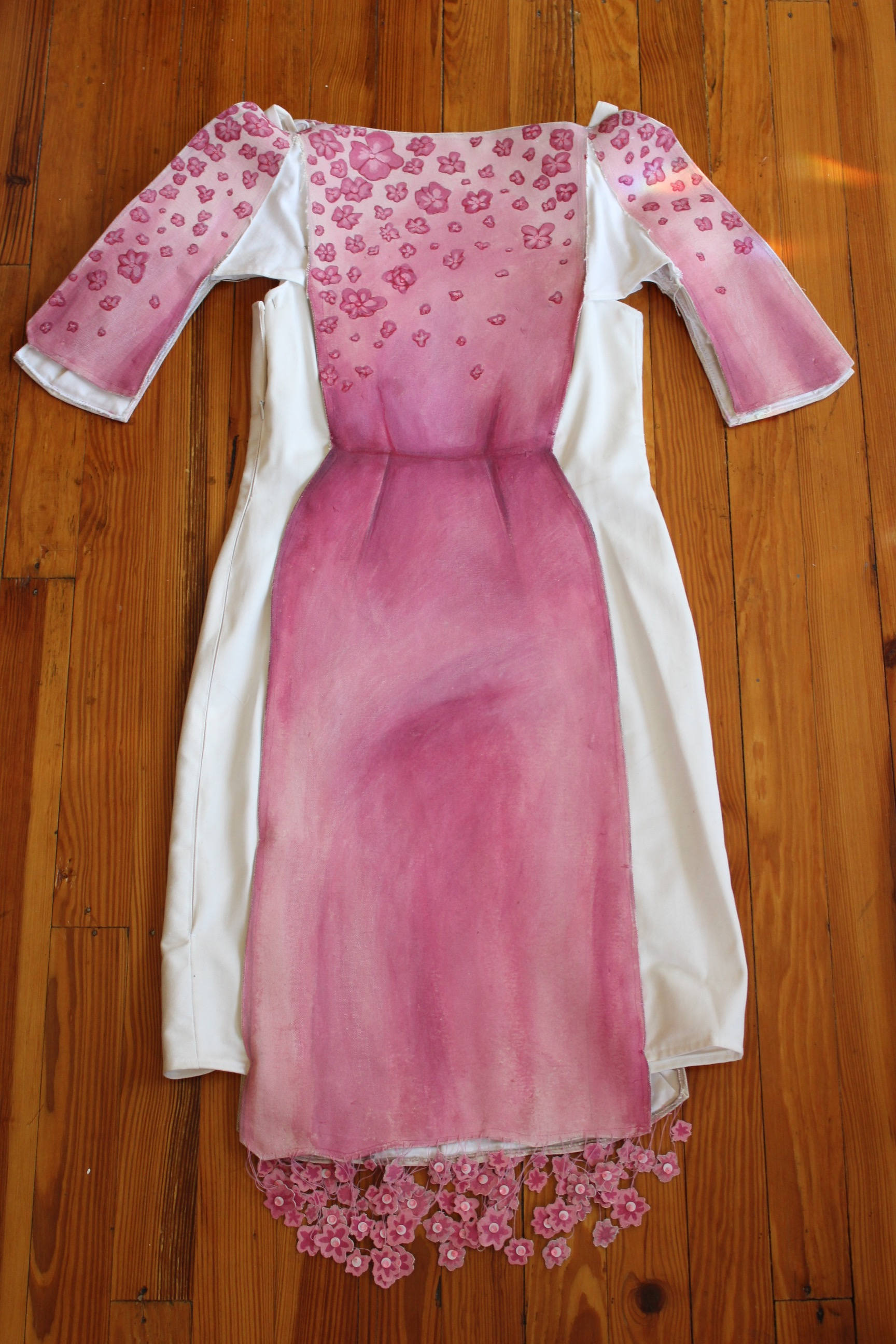 Pink Hand Painted Paper Doll Dress//fitted White Dress, Sleevless ...