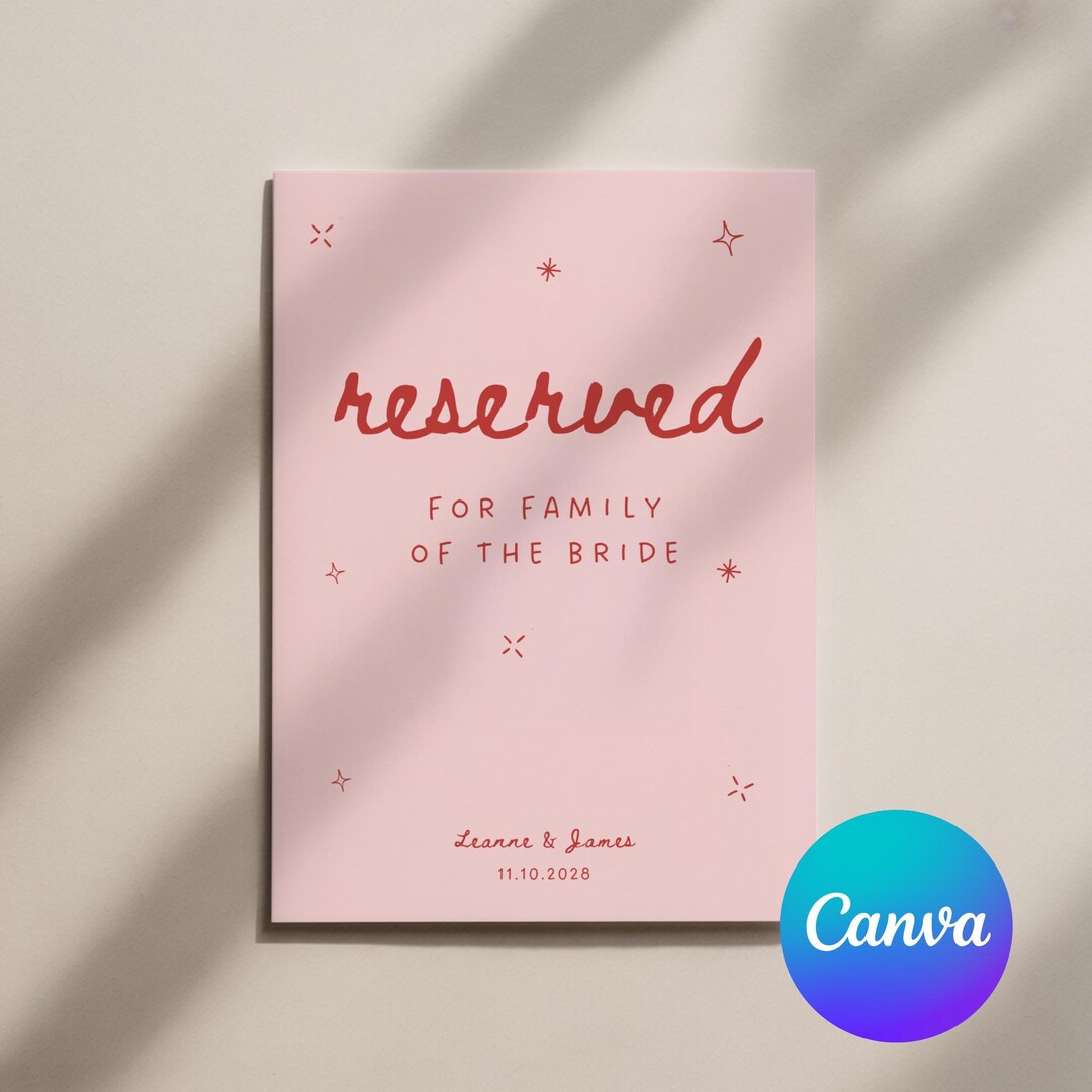 Reserve Table Sign Template | Hand-drawn Style | Editable in Canva | 3 ...
