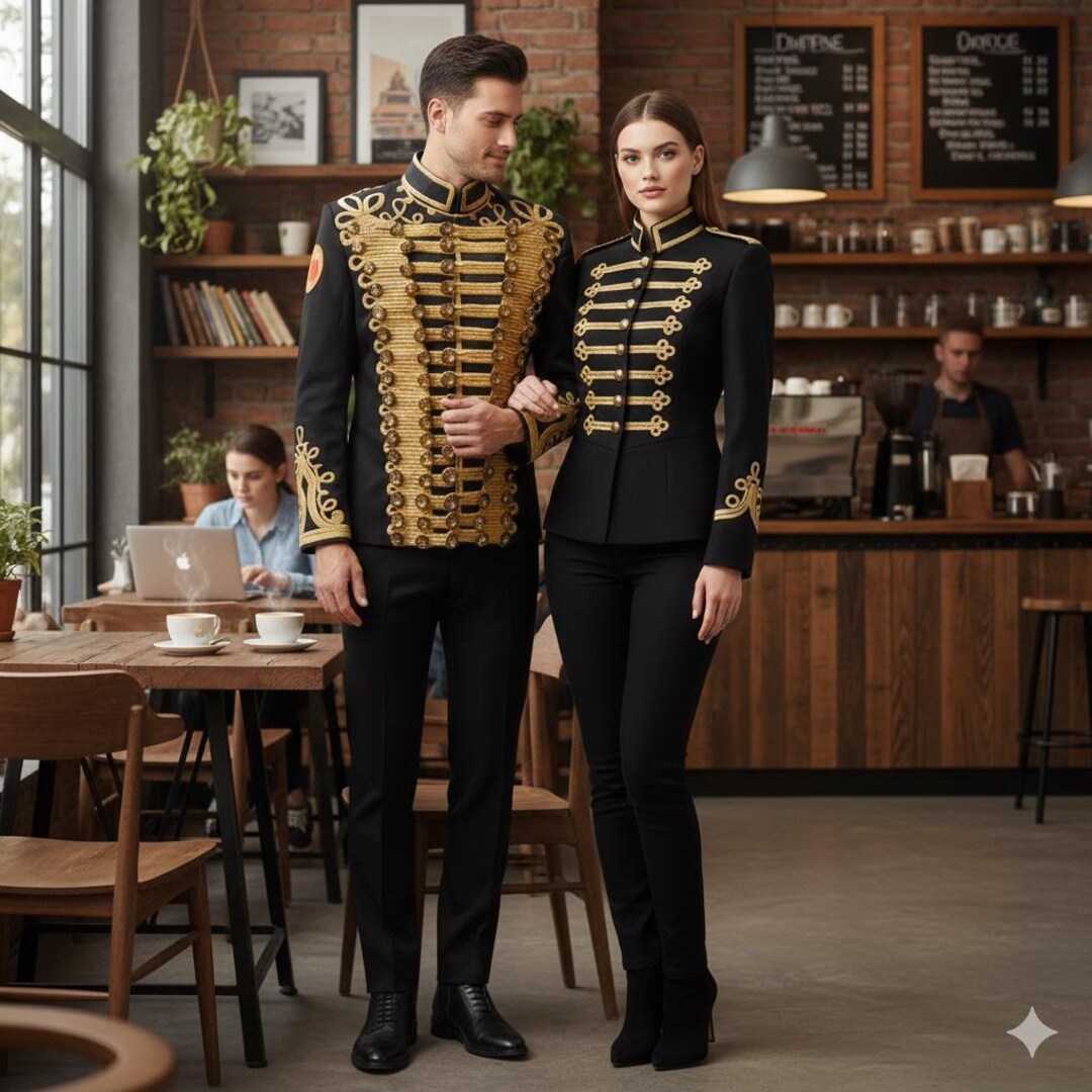 Michael Jackson Inspired Military Jacket – Black Gold Braided Wool Coat ...