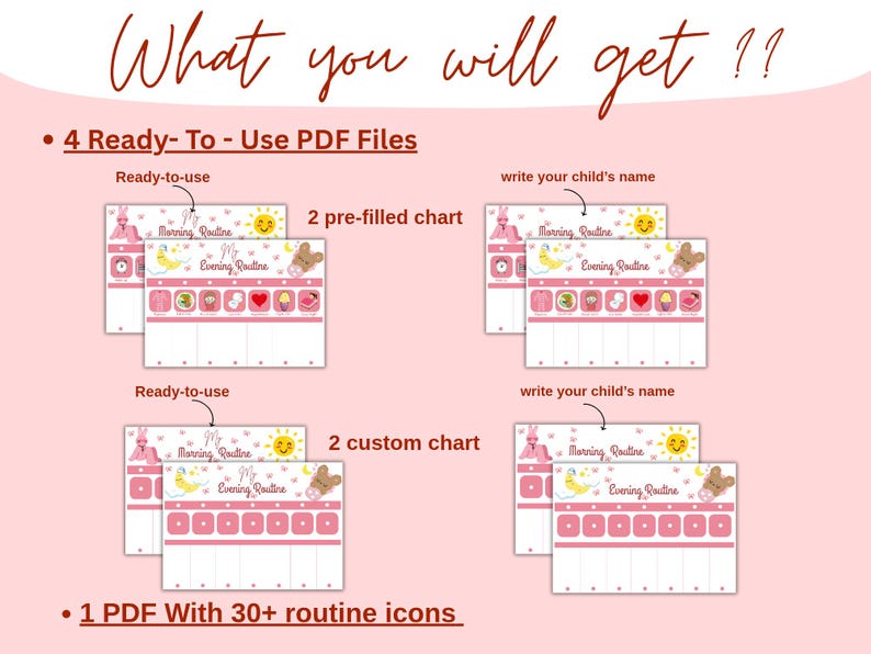 Editable Kids Daily Routine Chart Printable | Visual Schedule for ...