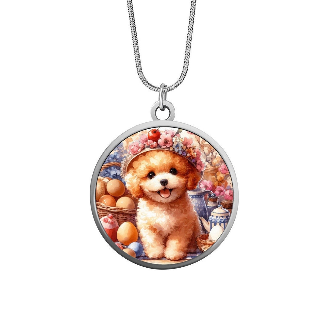 Cute Apricot Bichon Frise Poodle Puppy Easter Bonnet Jewelry Fine Art ...