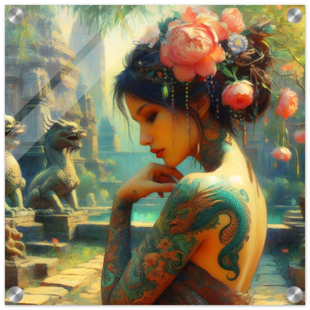 Beautiful Woman Tattoos Yoga Meditation Art Asian Dragon Acrylic Print ... Beautiful Woman Tattoos Yoga Meditation Art Asian Dragon Acrylic Print ...