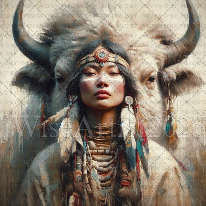 High 4k Res Digital Download Printable Art White Buffalo Shamaness ...