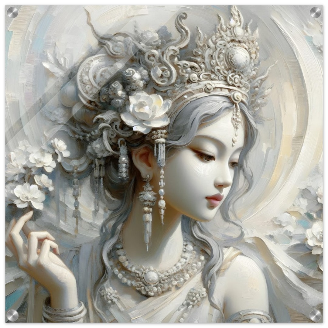 Acrylic Print Goddess White Tara Buddhist Buddha Art Chinese Kwanyin ...