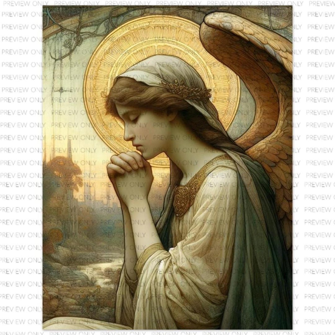 Paper Poster Angel Mary Maria Mother Goddess Praying in Prayer UFO ...