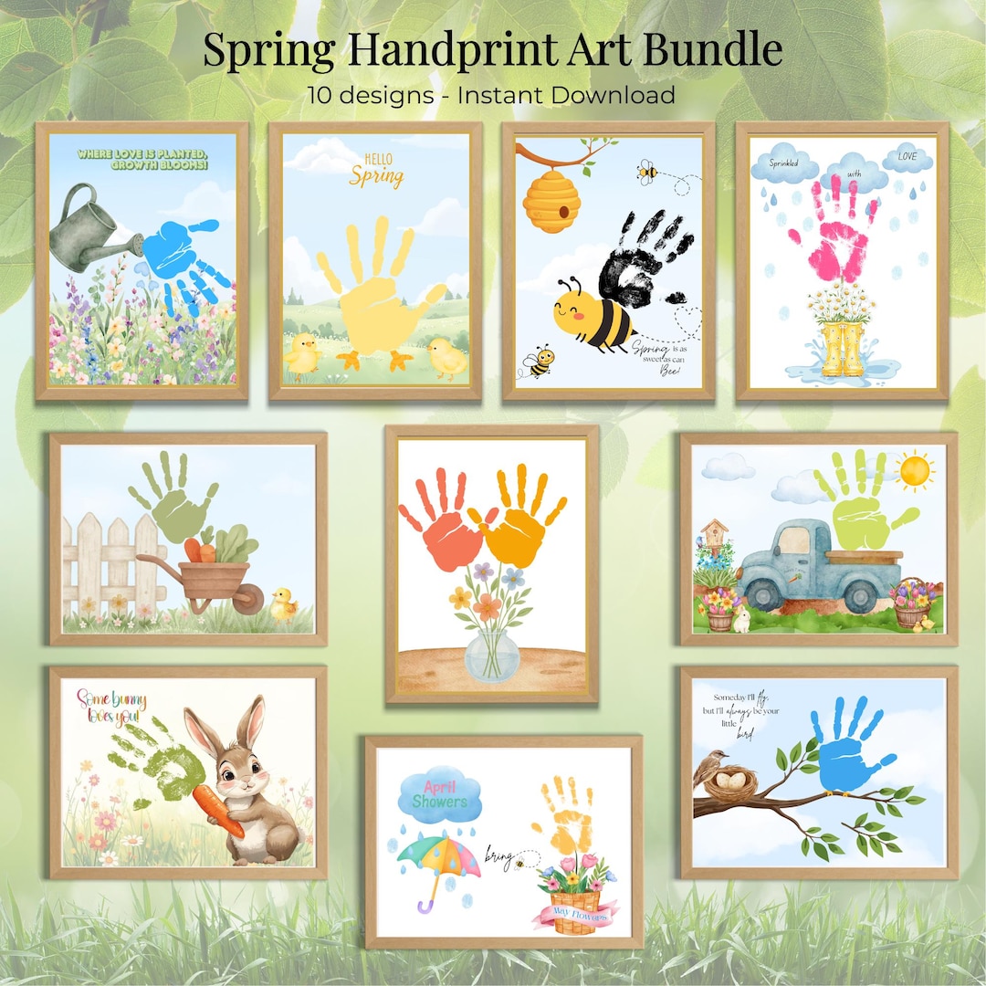 Spring/easter Handprint Art Bundle, Kids Craft Activity, Preschool ...
