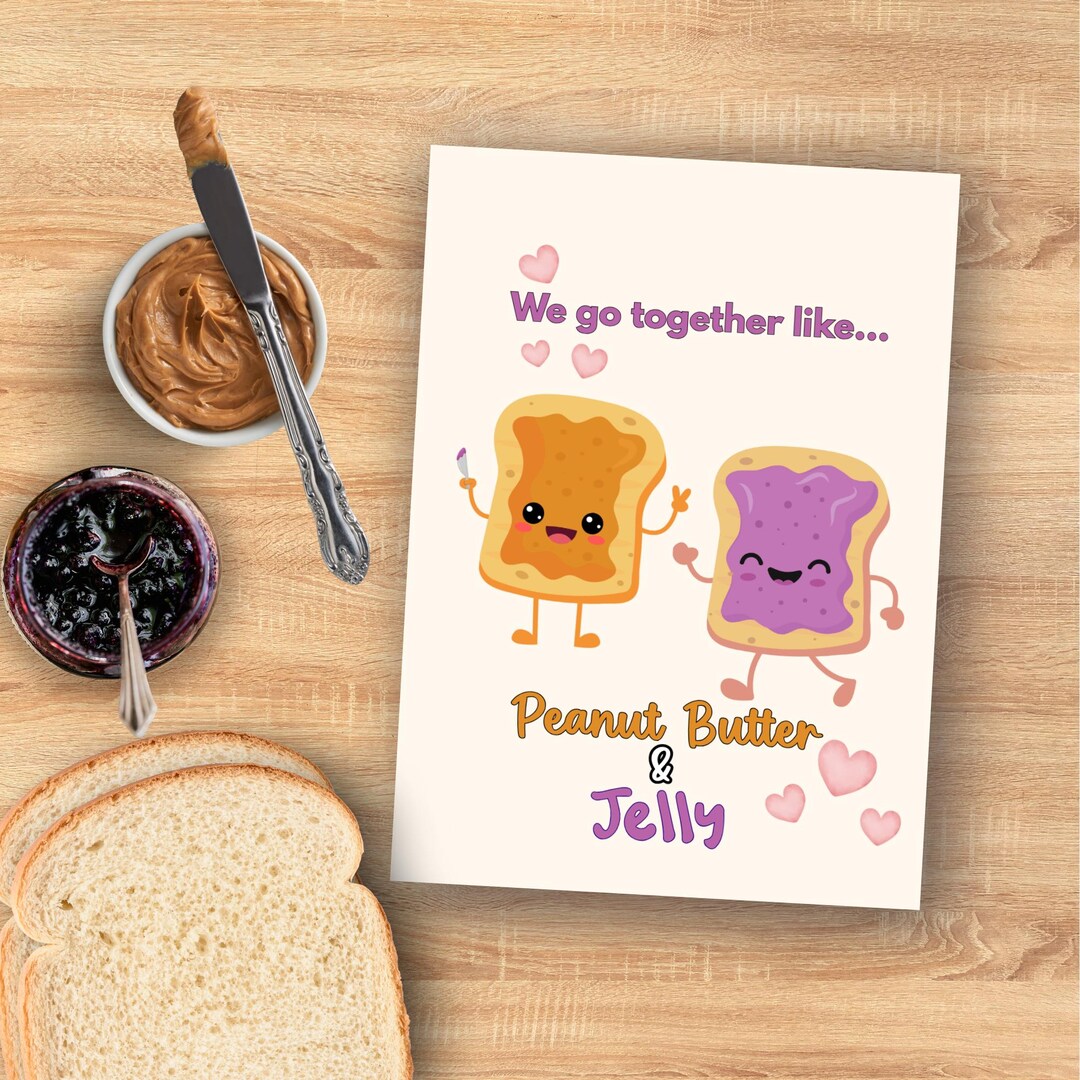 Peanut Butter and Jelly Printable Card Instant Download Greeting Card ...