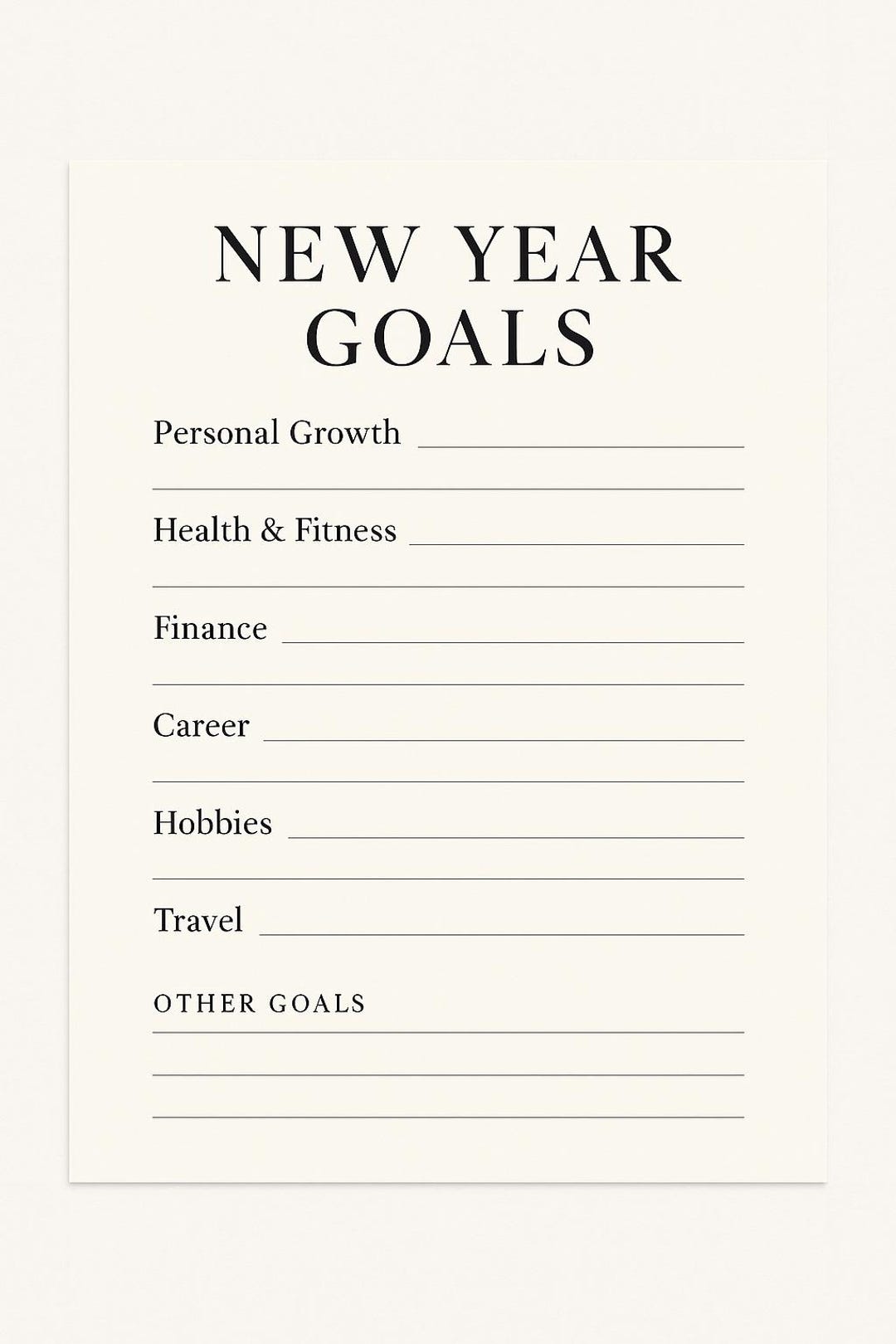 New Year Goals Printable | Minimal Goal Setting Worksheet | New Year ...