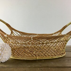 Large French Country Wicker Basket With Decorative Round Handles ...