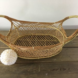 Large French Country Wicker Basket With Decorative Round Handles ...