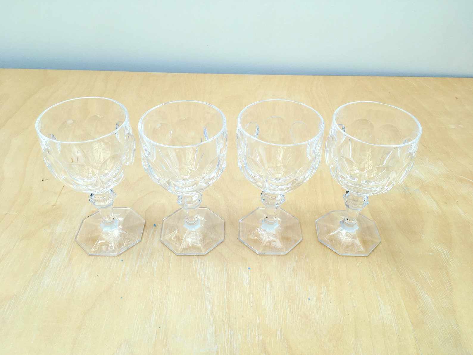Vintage Thumbprint Crystal Wine Goblets, Footed Barware (set of 4) - Etsy