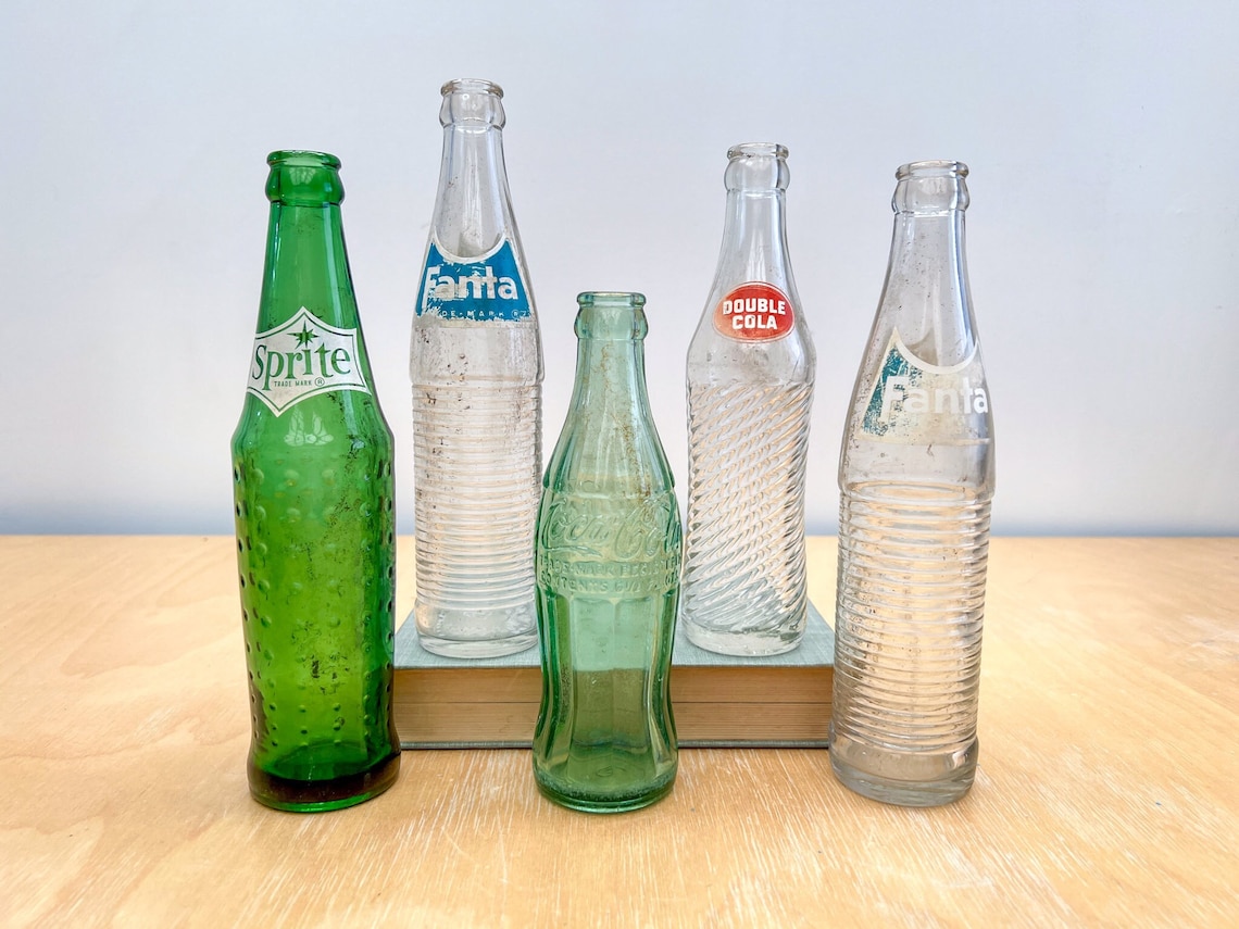 Antique Soda Pop Bottle Collection, Vintage Coca-cola, Sprite, Fanta ...