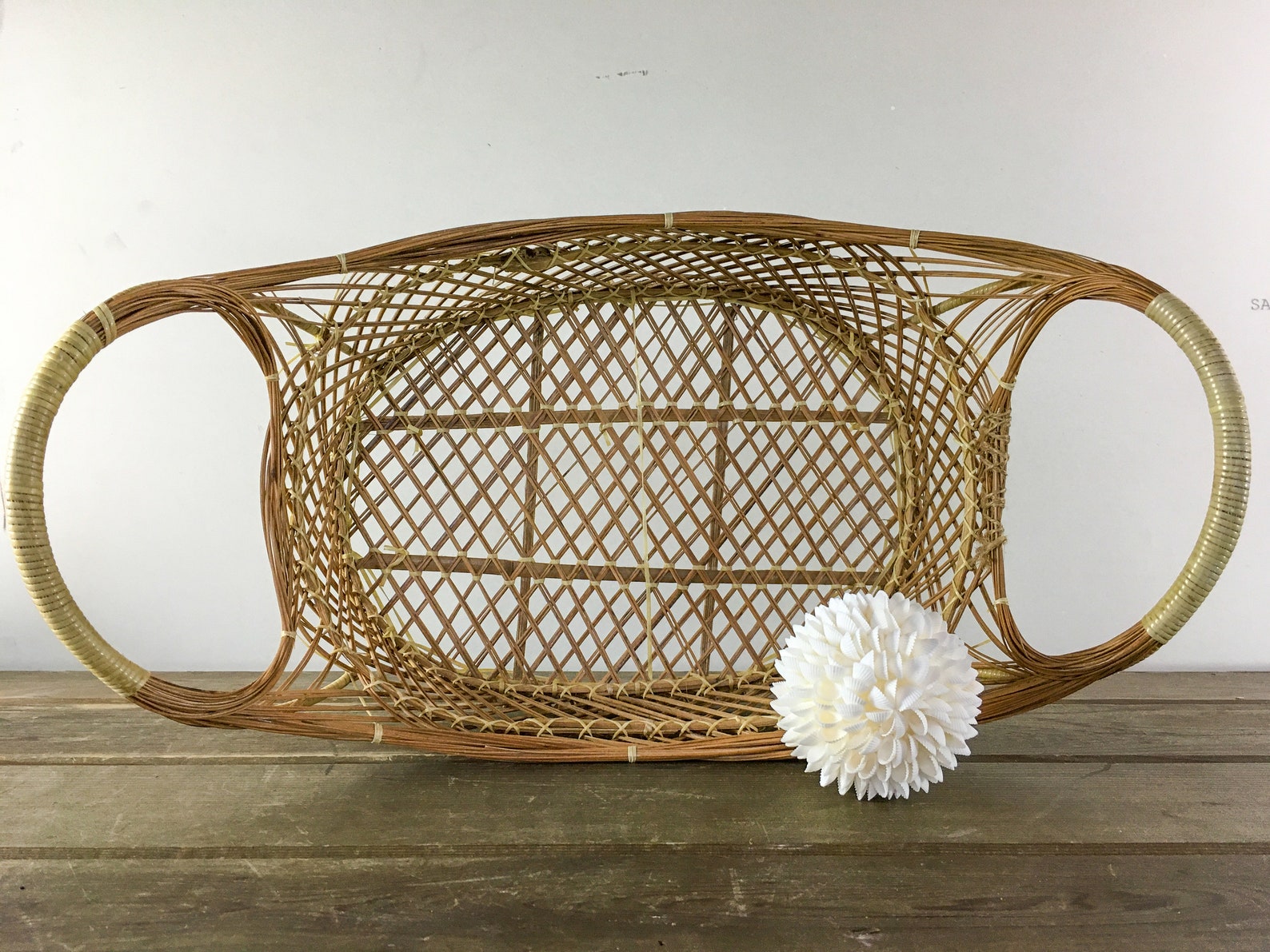 Large French Country Wicker Basket With Decorative Round - Etsy