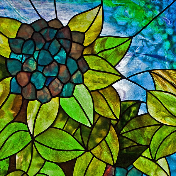 Hydrangea Stained Glass Pattern - Etsy