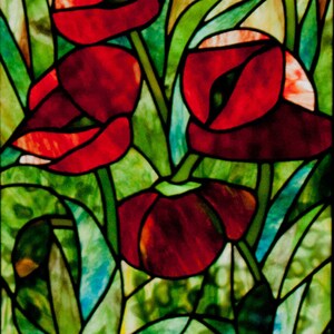 Gothic Poppies Stained Glass Pattern. © David Kennedy Designs. - Etsy