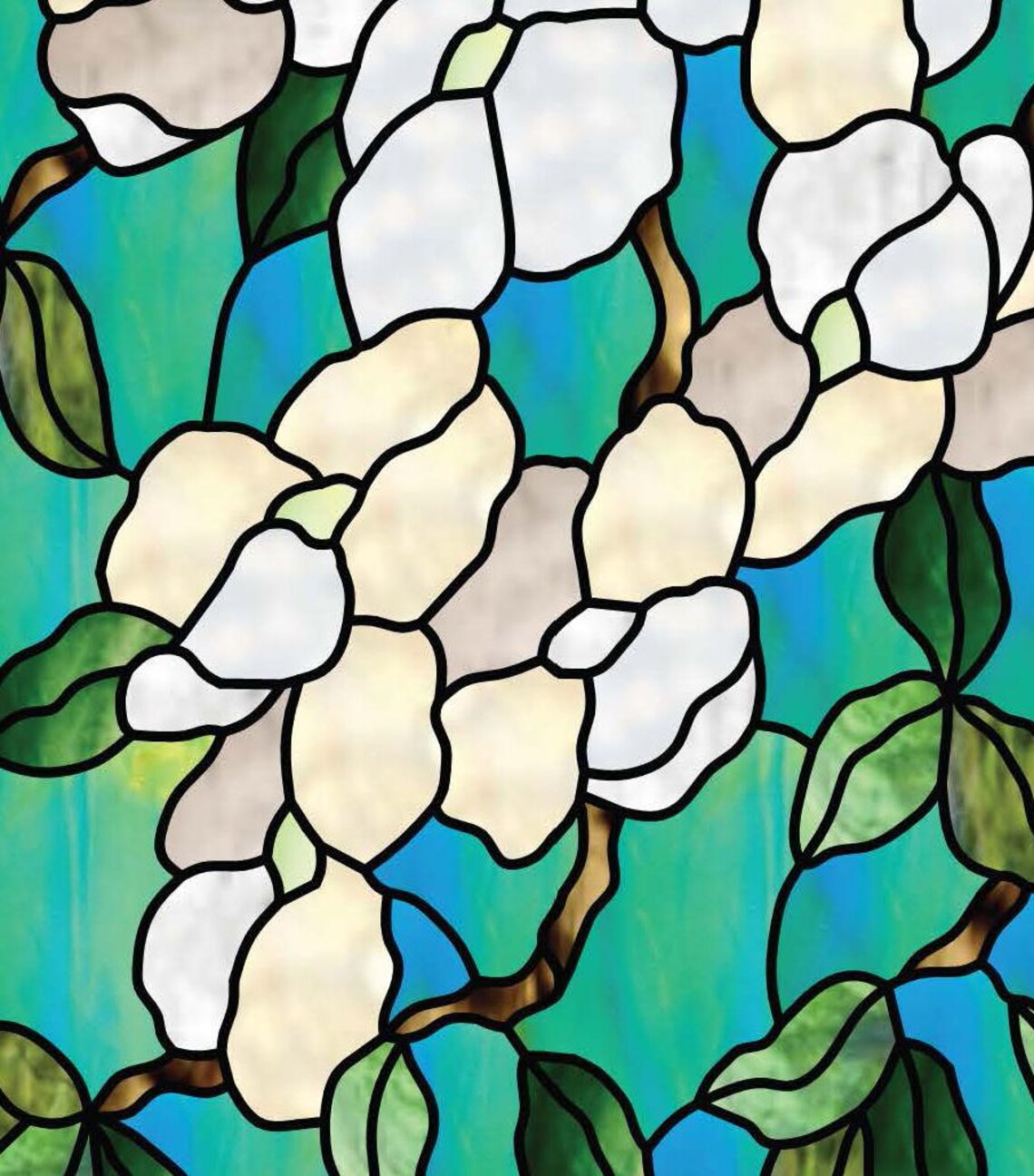 Dogwood With Borders Stained Glass Pattern.© David Kennedy Designs - Etsy