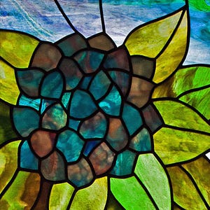 Blue Hydrangea Stained Glass Pattern. © David Kennedy Designs. - Etsy