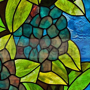 Blue Hydrangea Stained Glass Pattern. © David Kennedy Designs. - Etsy
