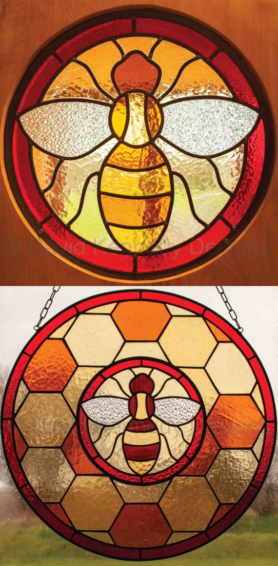 Two Bees Stained Glass Patterns .© David Kennedy Designs. - Etsy